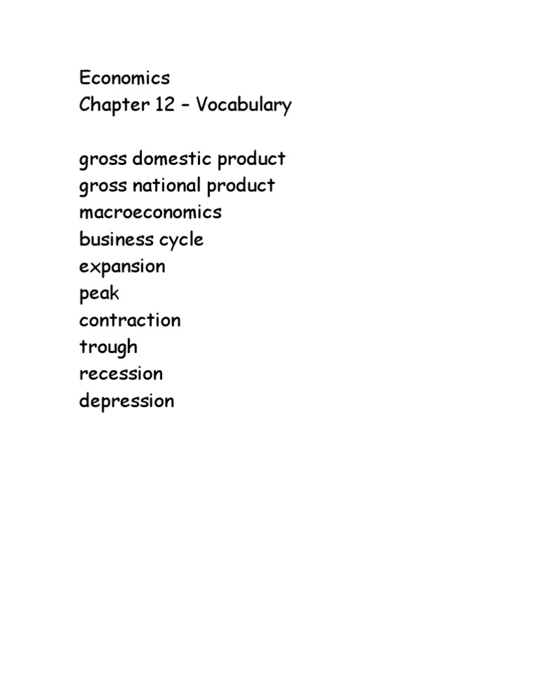 Econ - C12 - Vocabulary Words - 2012 | PDF