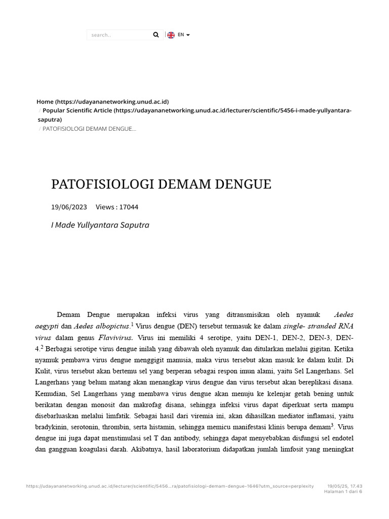Patofisiologi Demam Dengue | PDF