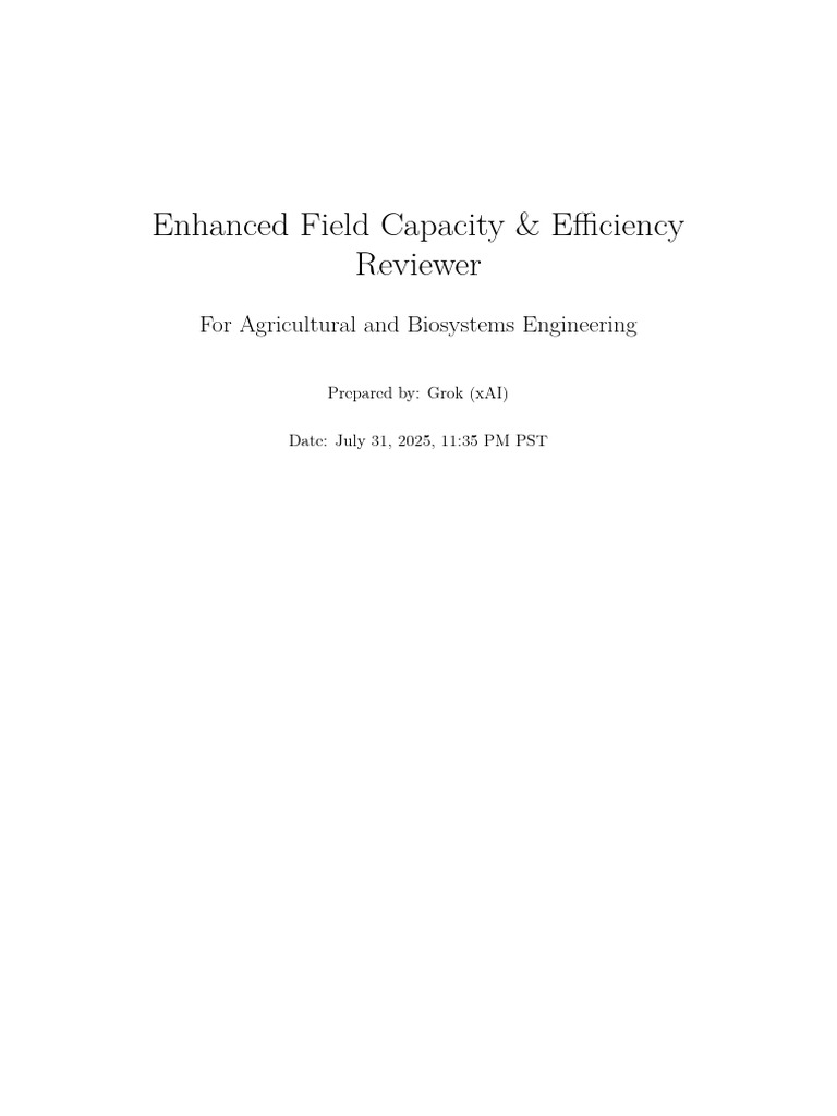 Field Capacity and Efficiency Formulas | PDF | Area