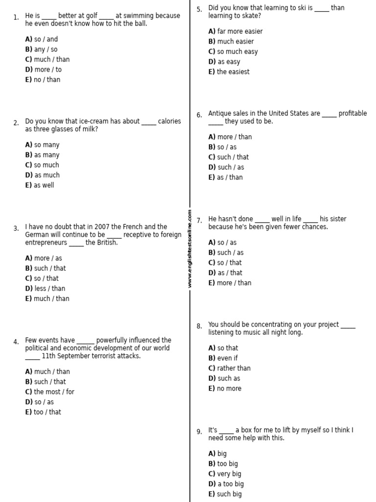 Adverbs Advanced Level Test Quiz | PDF