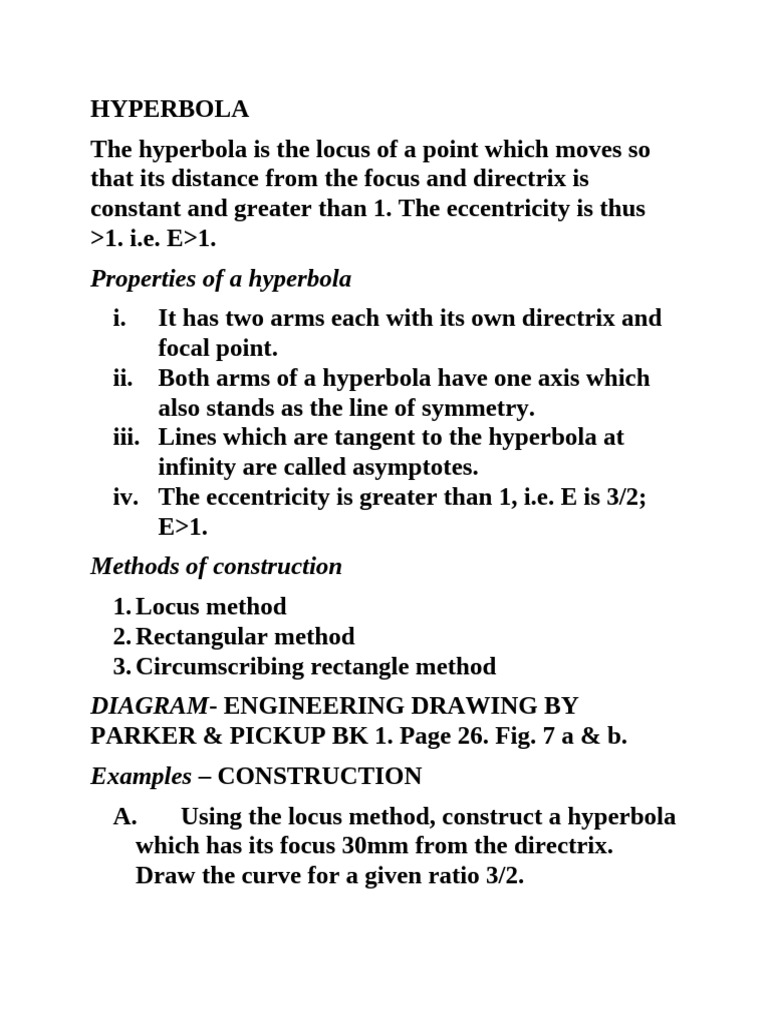 Engineering Hyperbola Construction Guide | PDF | Asymptote | Analytic ...