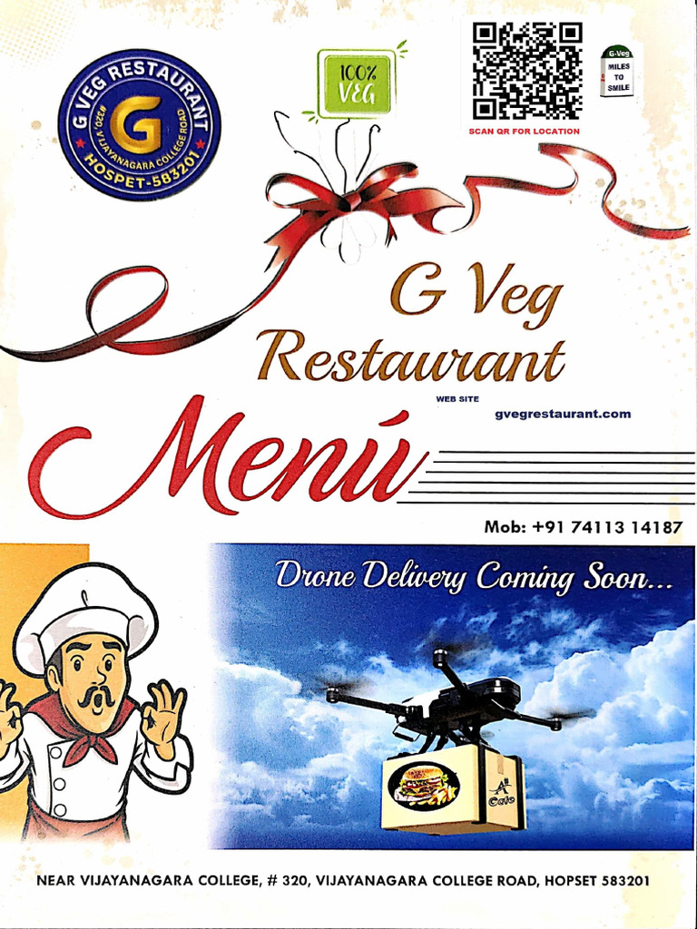 G Veg Restaurant Menu | PDF