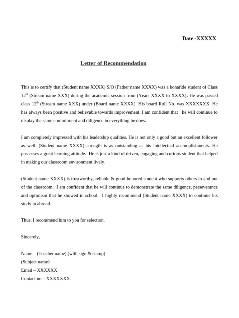 Letter of Recommend - 2 | PDF