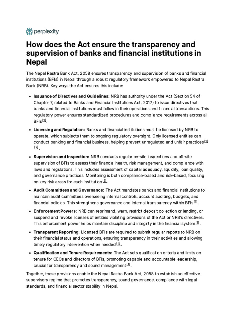 Nepal Rastra Bank Act: Ensuring BFI Transparency | PDF | Banks | Governance