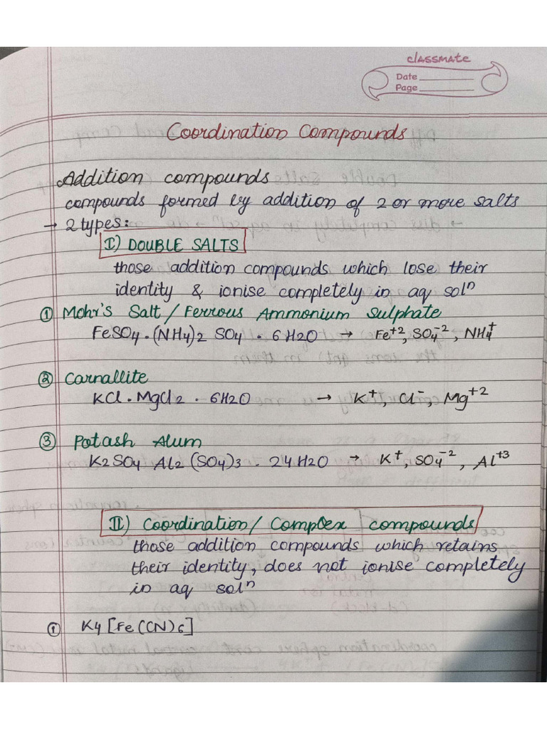 Edited Co Ordination Compound Notes | PDF