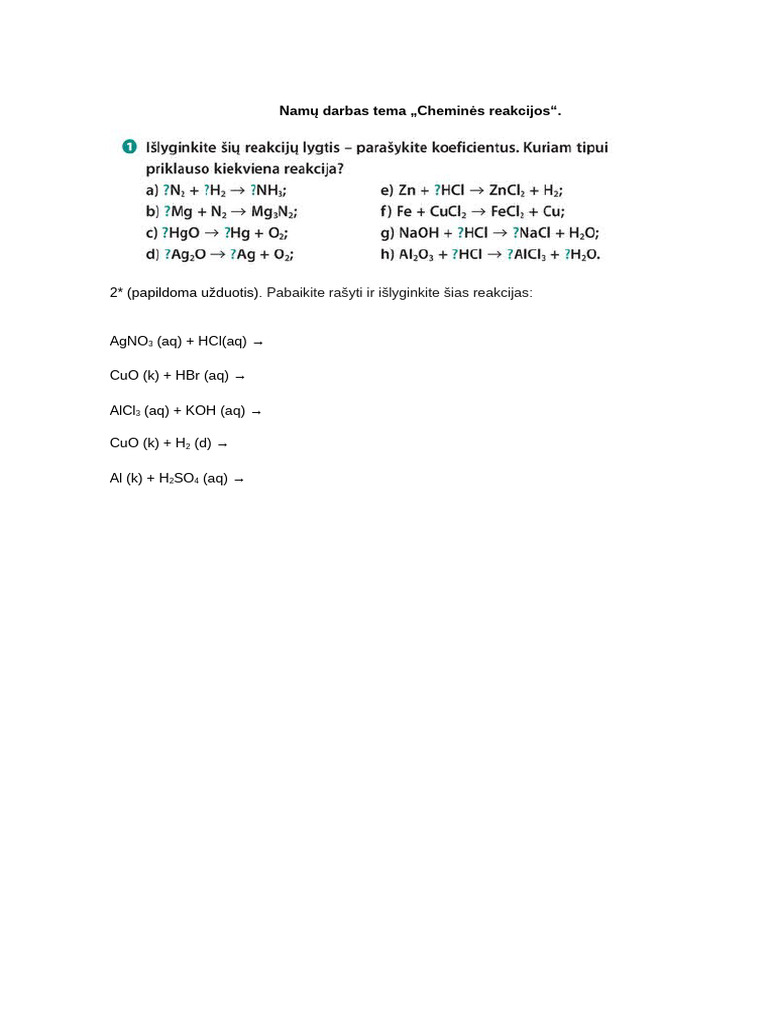 9kl N.D. Reakcijos | PDF
