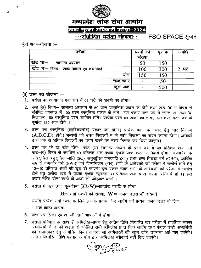 Revised Exam Plan and Syllabus Food Safety Officer Exam 2024 | PDF