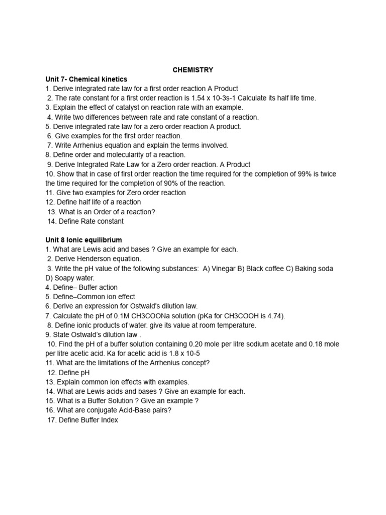 Chemistry Test | PDF