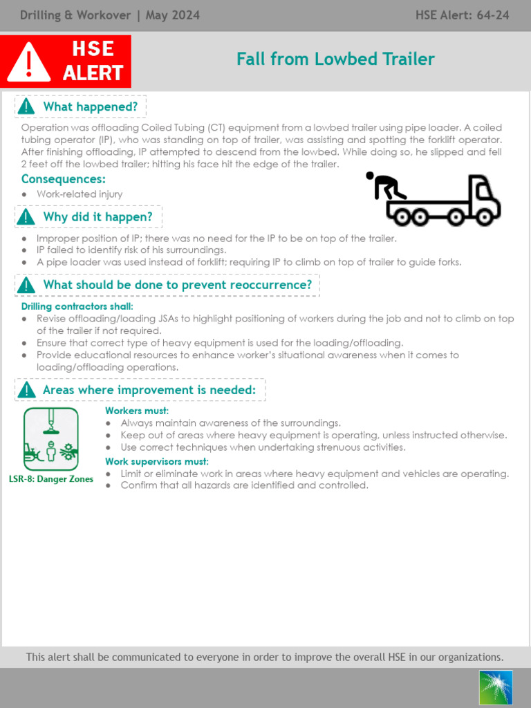 Fall Incident Alert: Lowbed Trailer Safety | PDF