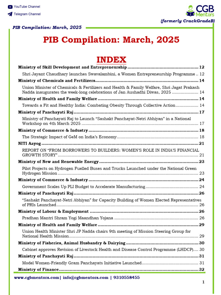 PIB_Compilation__March__2025_lyst1743669648611 | PDF | Government Of India
