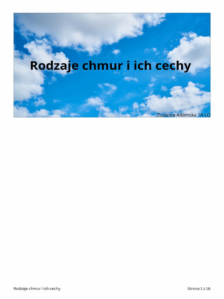 Rodzaje Chmur I Ich Cechy PDF | PDF