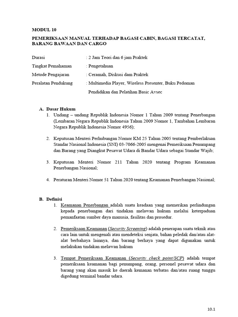 Prosedur Pemeriksaan Bagasi Kabin | PDF