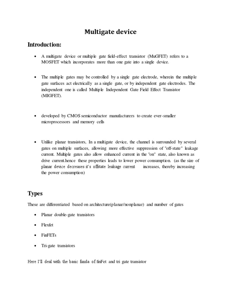 Multigate Device | PDF | Field Effect Transistor | Mosfet