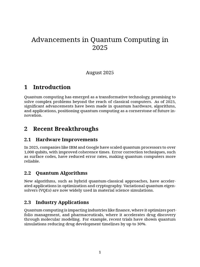 Advancements in Quantum Computing | PDF