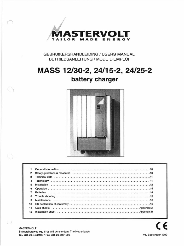01 MASTERVOLT User Man Battery Charger | PDF | Battery Charger | Mains ...