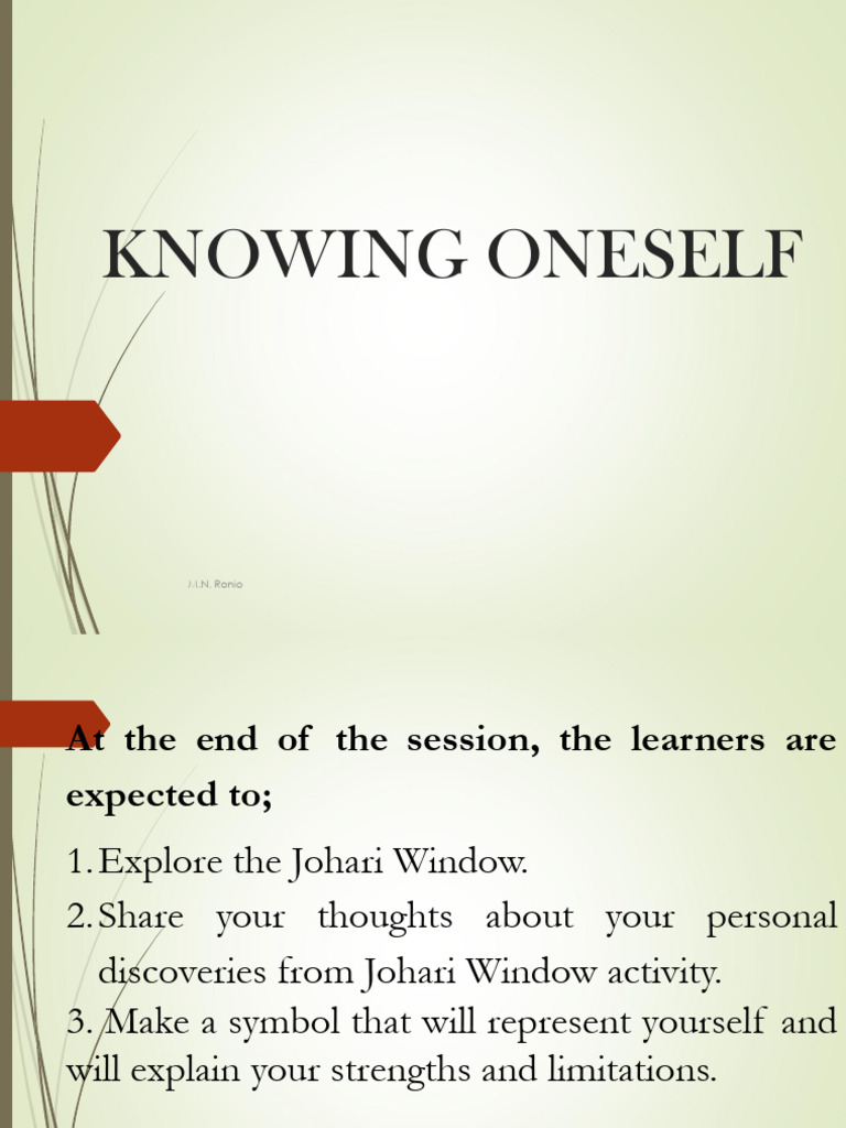 Lesson 1 KNOWING ONESELF | PDF | Self | Attitude (Psychology)