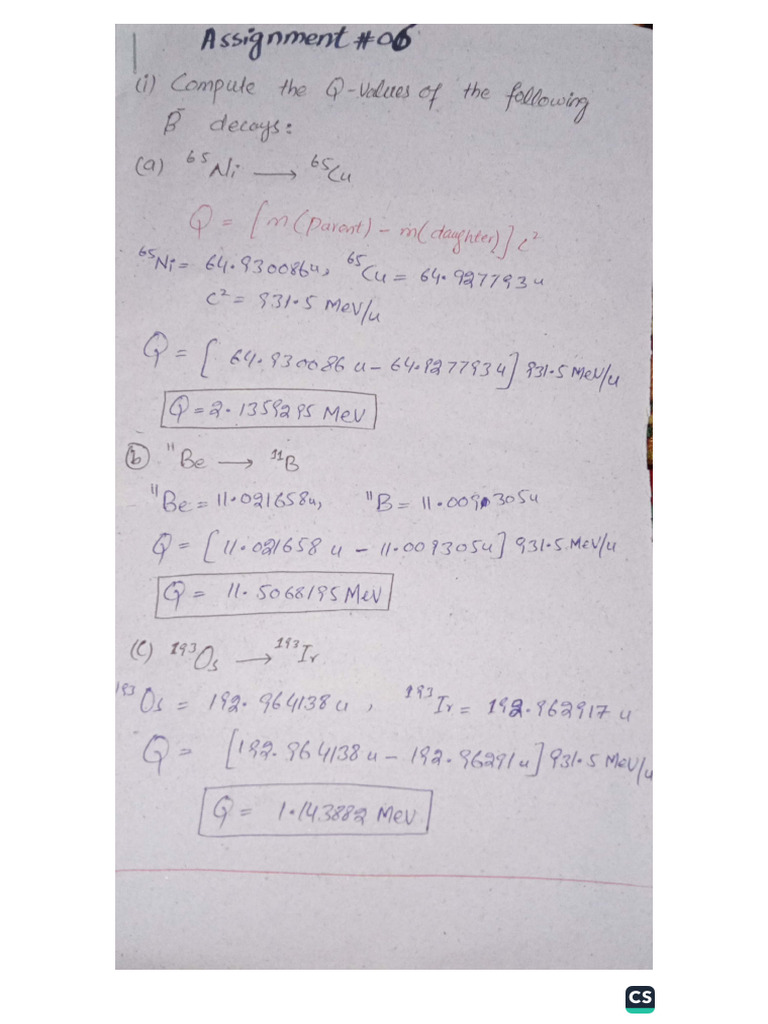 Nuclear Physics Assignment 6 and 7 | PDF
