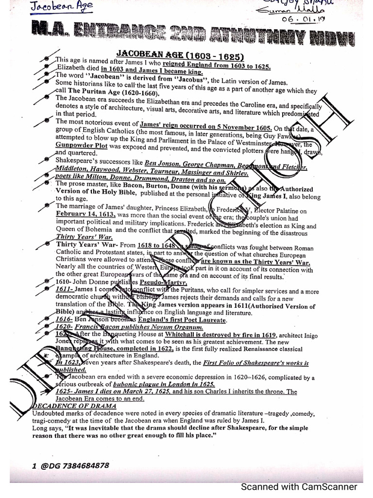 Jacobean Age | PDF
