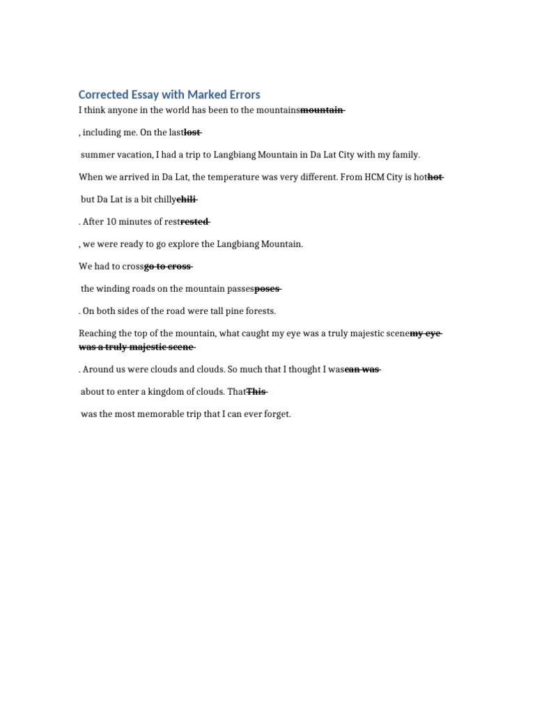 Corrected Essay With Errors Marked | PDF