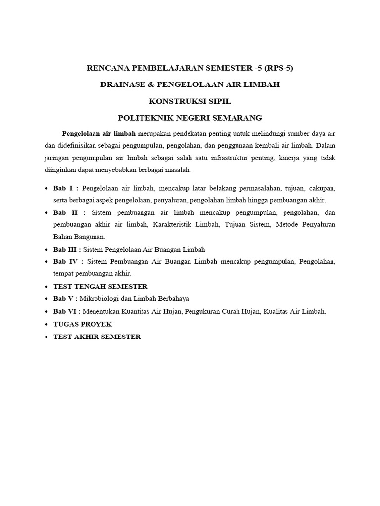 RPS-5 Drainase & Pengelolaan Limbah | PDF