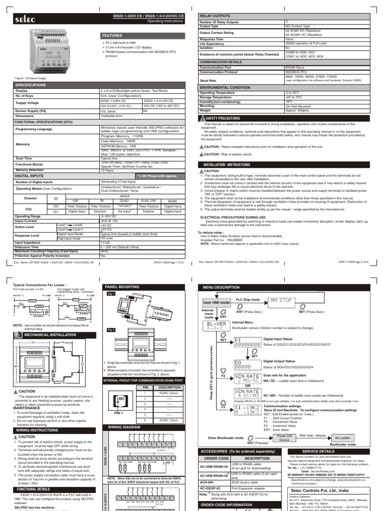 DIGIX 1 Instruction Manual | PDF | Relay | Input/Output