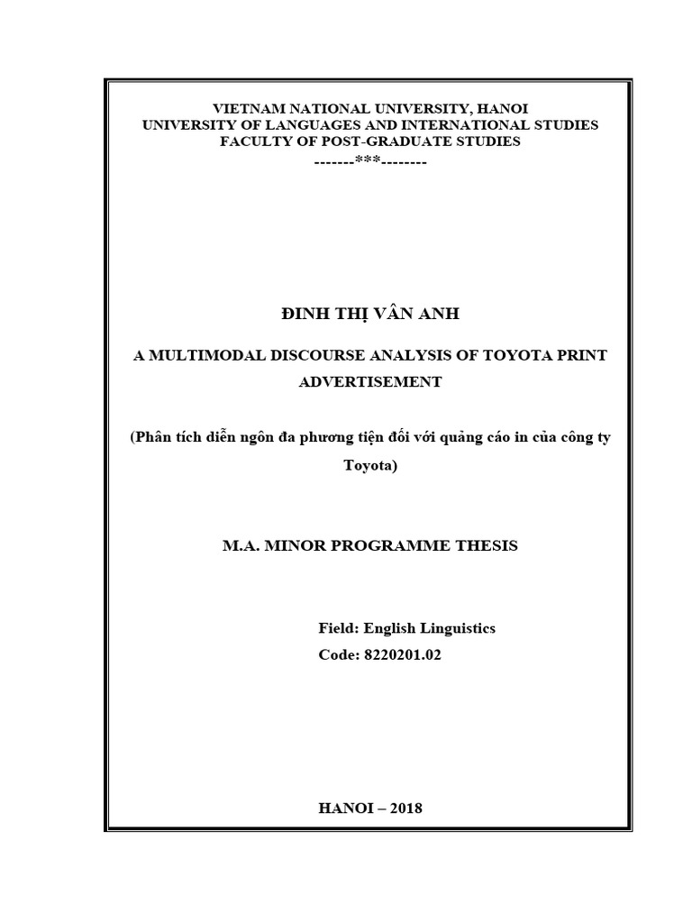 Toyota Print Ads: A Multimodal Analysis | PDF | Advertising | Linguistics