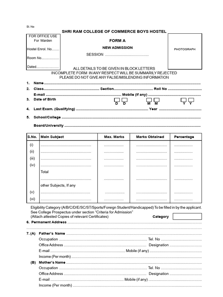 Hostel Form | PDF | Justice | Crime & Violence