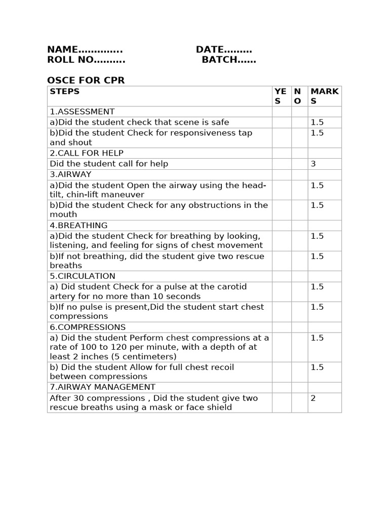 Osce For CPR | PDF