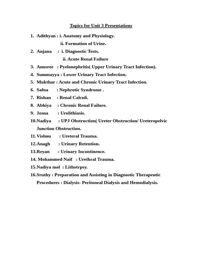 Topics For Unit 3 Presentations 2023 Batch | PDF