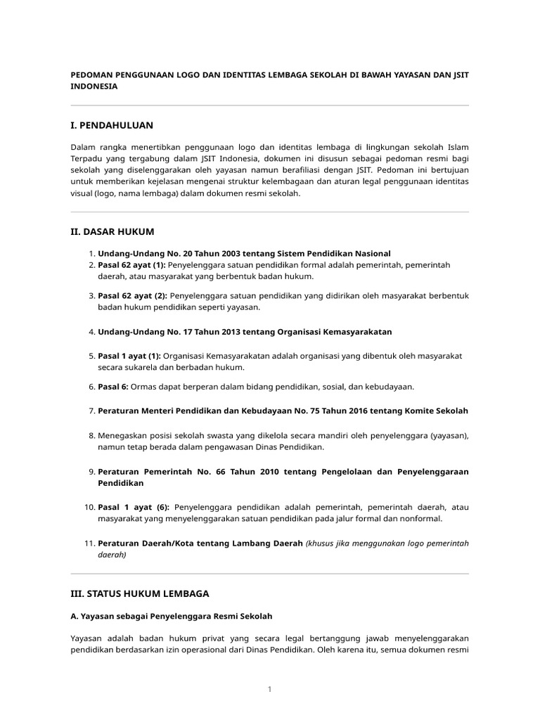 Pedoman Penggunaan Logo JSIT Indonesia | PDF