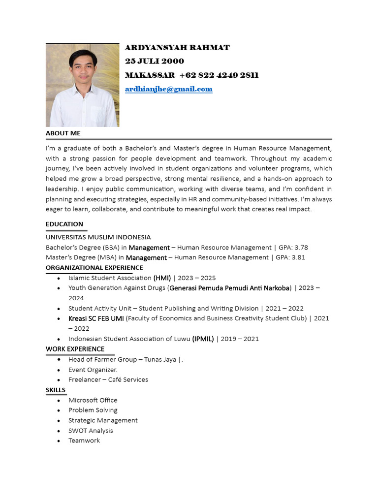 Ardyansyah Rahmat CV | PDF