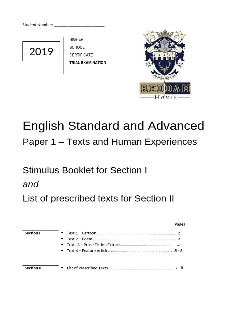2019 TRIAL HSC Paper One Stimulus Booklet (4) | PDF | Thought