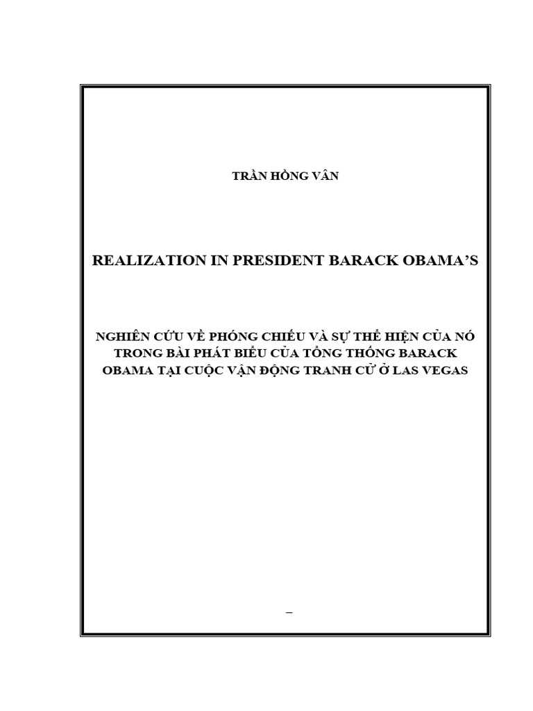 A Study On Projection and Its Realization in President Barack Obama's ...