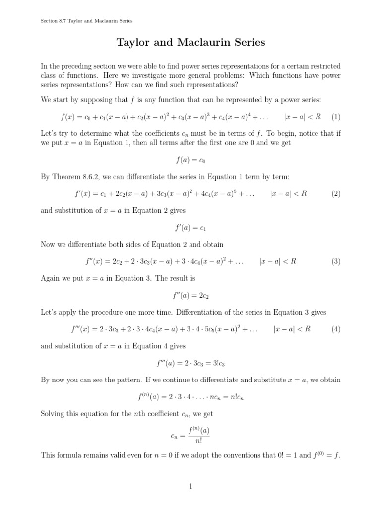 Taylor and Maclaurin Series | PDF | Power Series | Mathematical Concepts