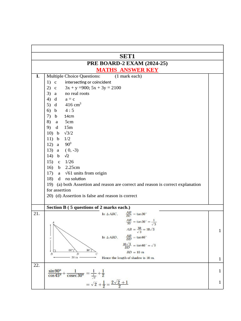 PB2 - GR10 - Ak - Math - Set 1 - 2024-25 | PDF | Mathematics | Euclidean Plane Geometry