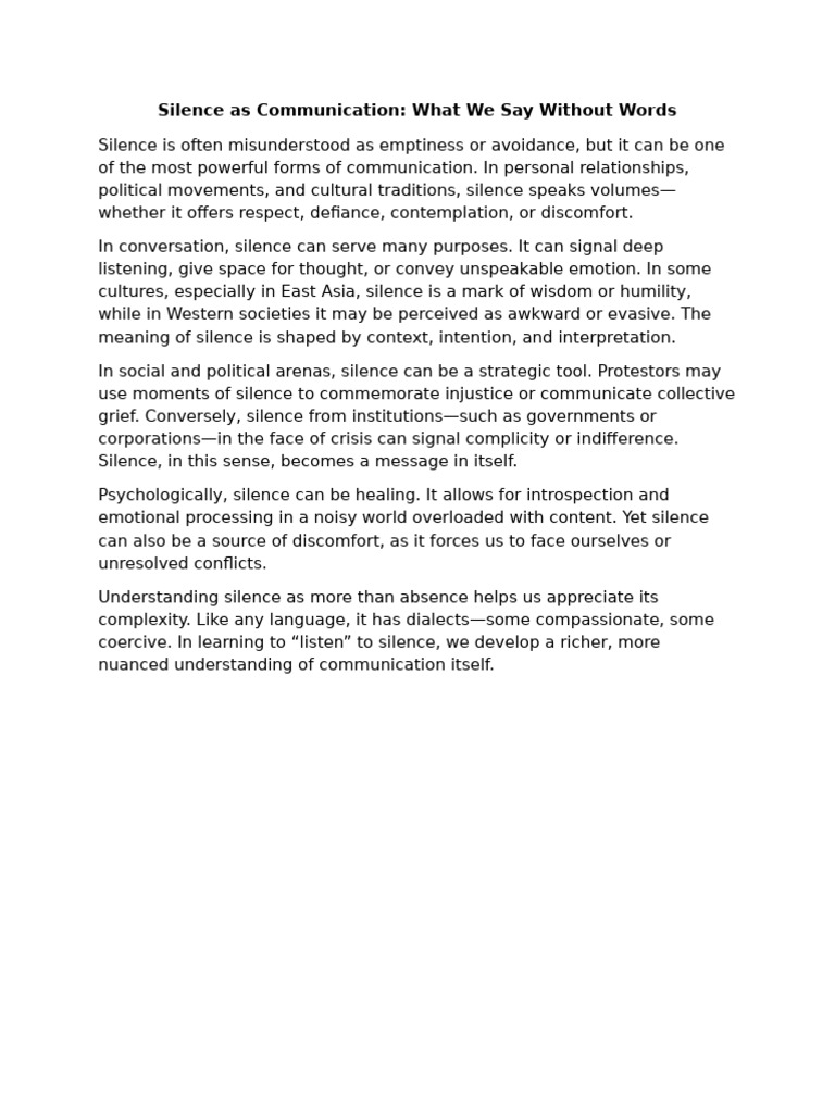 Silence As Communication | PDF