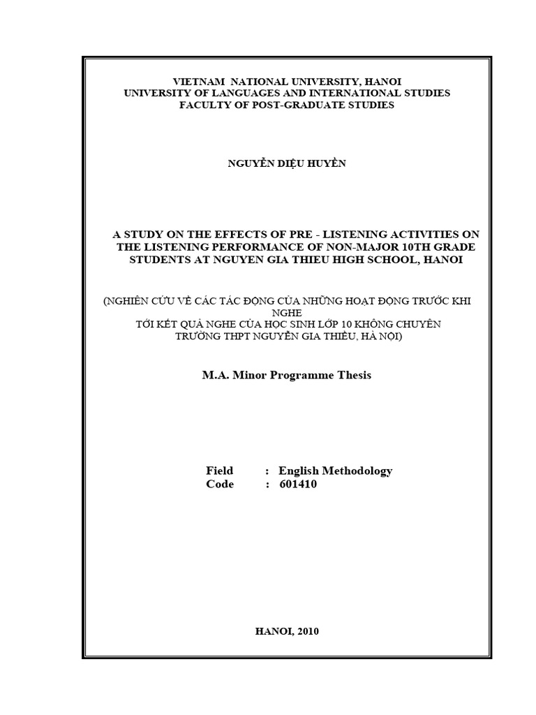 Pre-Listening Activities Impact at NGTH | PDF | Procedural Knowledge | Cognition
