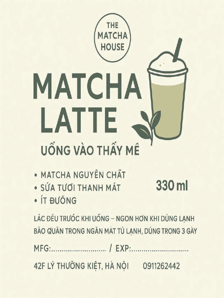 Matcha Latte Label Cmyk | PDF