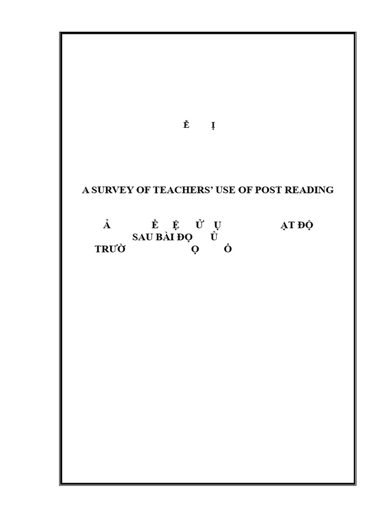 Teachers' Post-Reading Activities Survey | PDF | Teachers | Human ...
