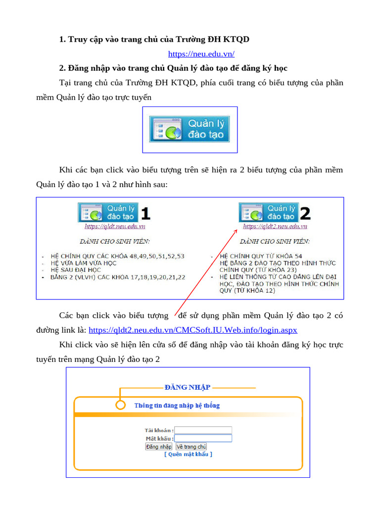 HUONG DAN SU DUNG PHAN MEM QLDT CHO SV CHINH QUY K60 | PDF