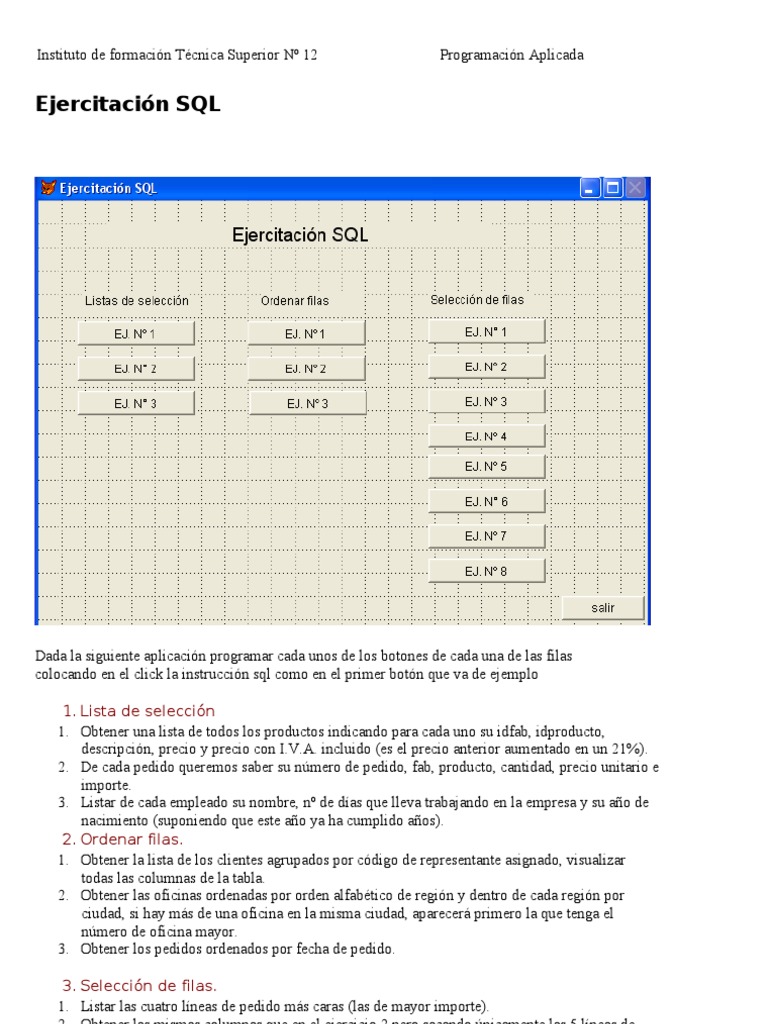 Ejercitación SQL | PDF | SQL | Tabla (base de datos)