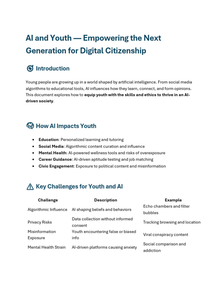 AI and Youth — Empowering the Next Generation for Digital Citizenship ...