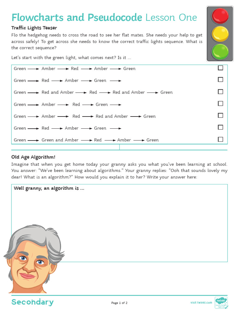 Flowcharts and Pseudocode Activity Sheet Lower Ability | PDF | Algorithms