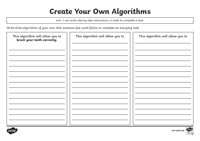 Cfe2 D 27 Create Your Own Algorithms Activity Sheet | PDF
