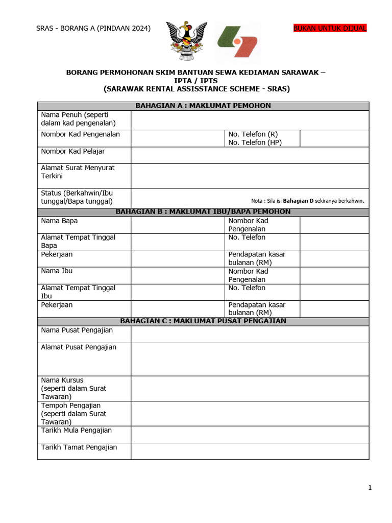 Borang Permohonan Ipta & Ipts Tahun Pertama | PDF