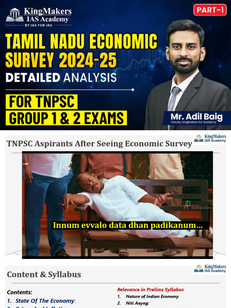 TN Economic Survey 2024 Session by Adil | PDF | Inflation | Agriculture