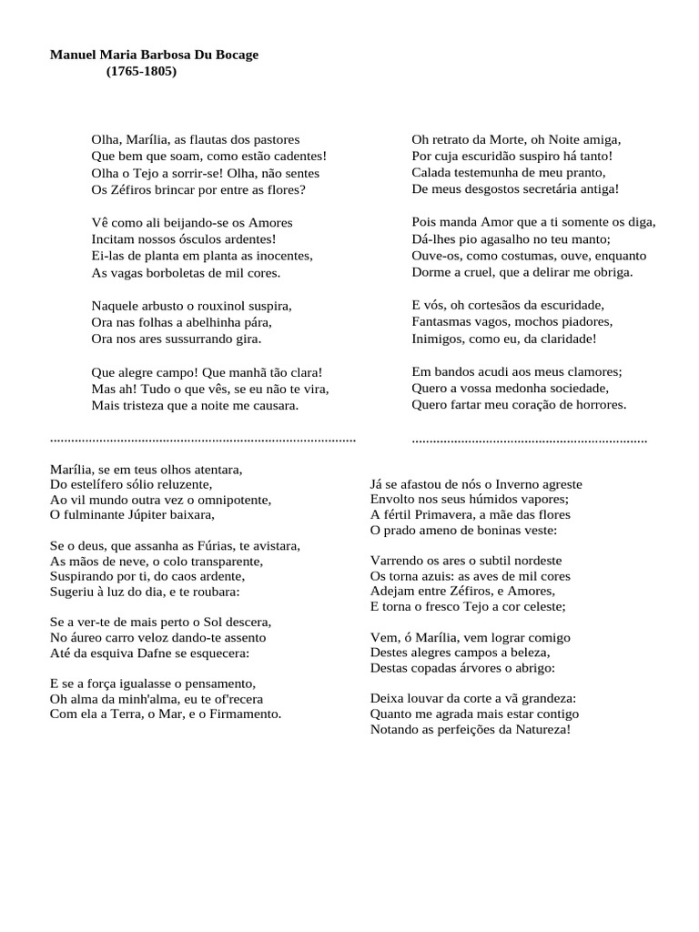 Poemas Bocage | PDF