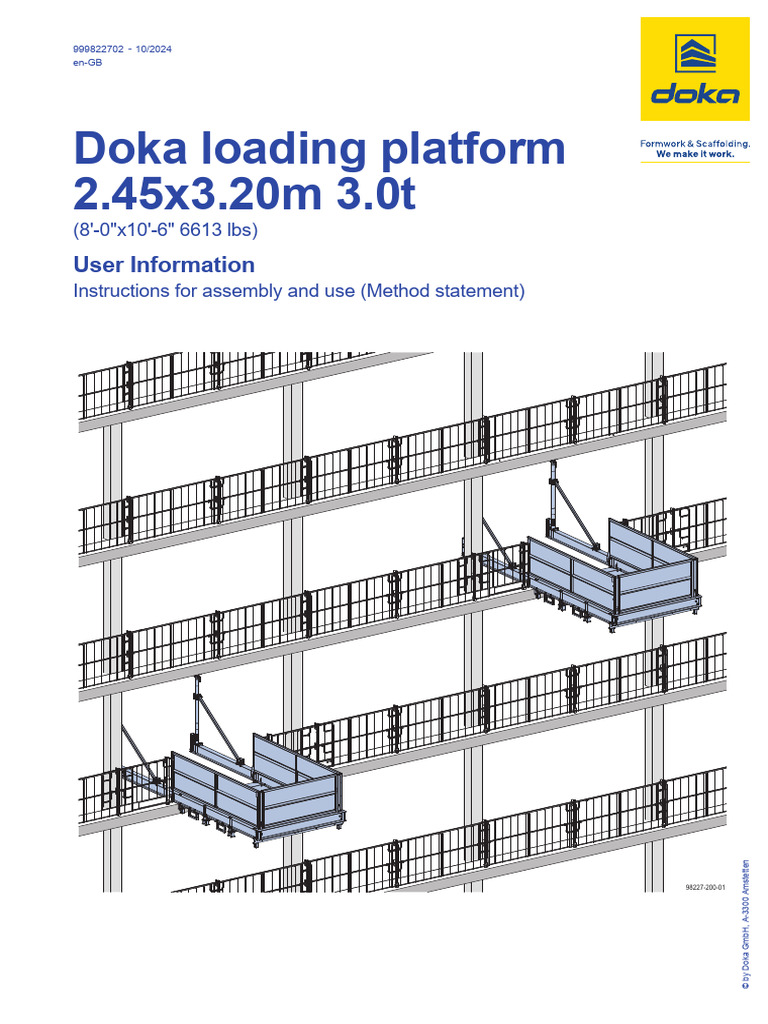 Doka Loading Platform 2.45x3.20m 3.0t: User Information | PDF | Safety ...