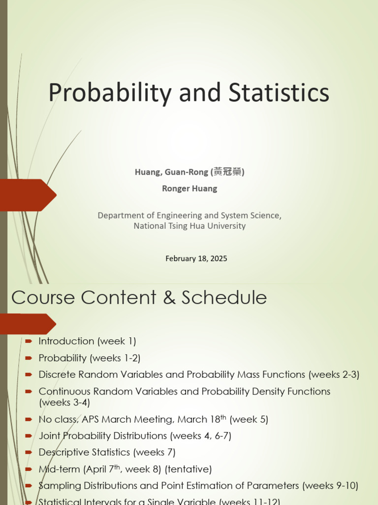 Probability and Statistics Course Outline | PDF | Probability ...