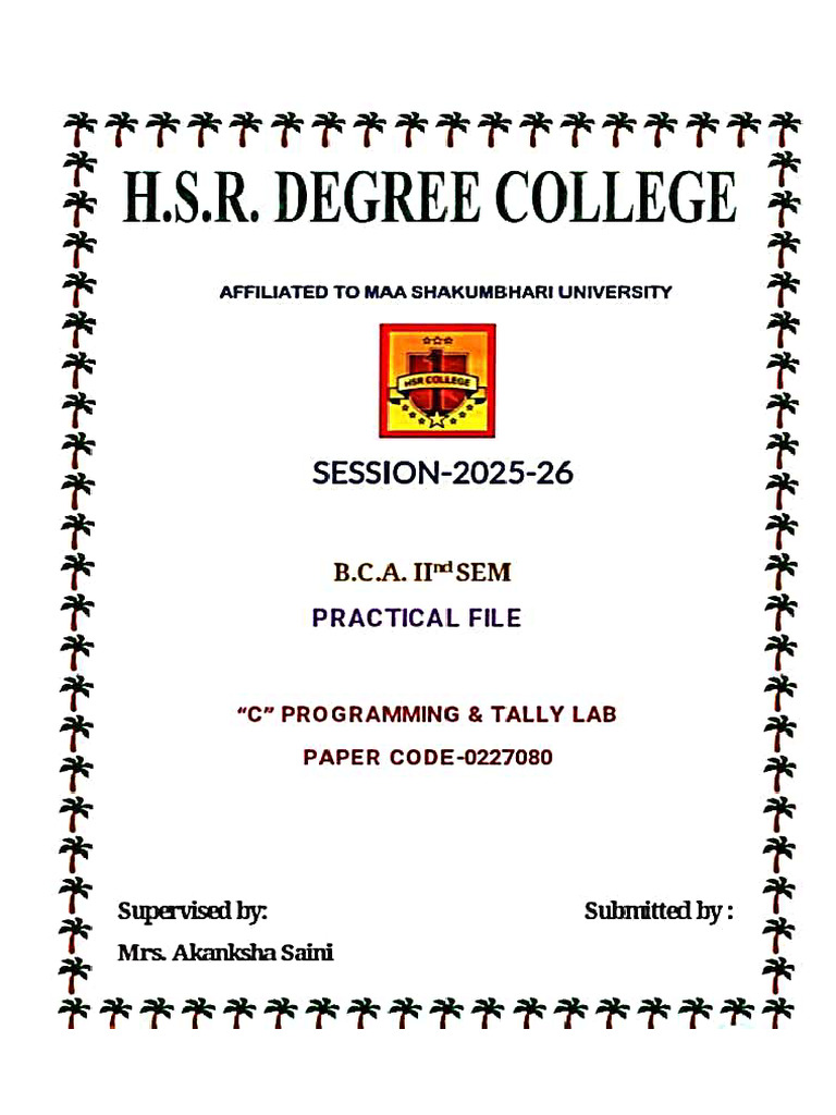 BCA II Sem C Programming & Tally Lab Practical File | PDF